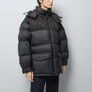 Gucci Nylon Down Jacket With Gg Inserts - Black