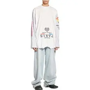 Balenciaga Upside Down Long Sleeve T-shirt - White