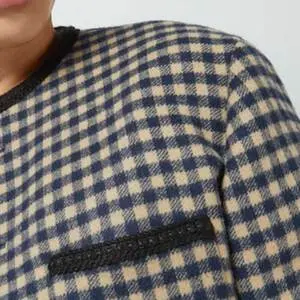 Gucci Wool Gingham Jacket With Interlocking G 'beige Blue