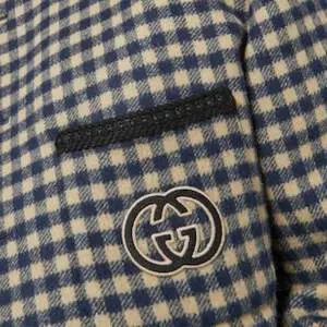 Gucci Wool Gingham Jacket With Interlocking G 'beige Blue