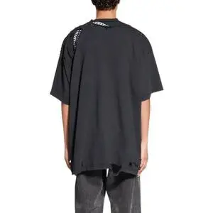 Balenciaga 3b Sports Icon Repaired Oversized T-shirt - Washed Black