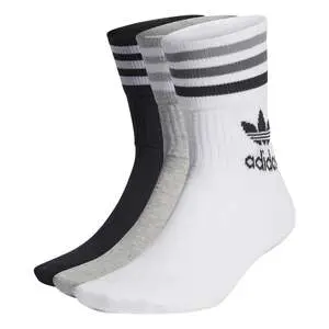 Adidas Originals Mid Cut Crew Socks 'white Grey Black - White/grey/black