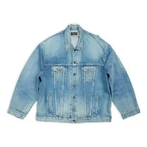 Balenciaga Destroyed Denim Jacket - Blue