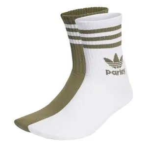 Adidas Parley Mid Crew Socks Two Pair Pack - White/olive Strata