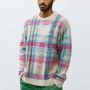 Supreme Brushed Plaid Sweater - White/blue/pink