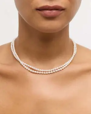 POPPY FINCH Freshwater Pearl Double Strand Necklace In 14k Yellow