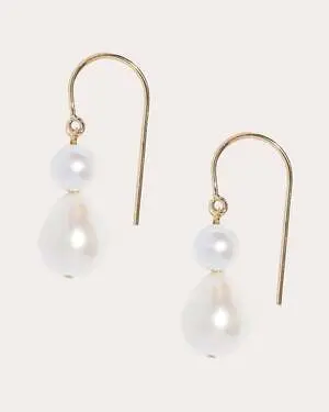 POPPY FINCH Freshwater Pearl Duo Hook Earrings - Gold
