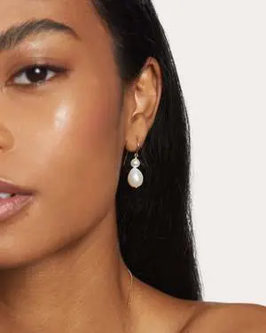 POPPY FINCH Freshwater Pearl Duo Hook Earrings