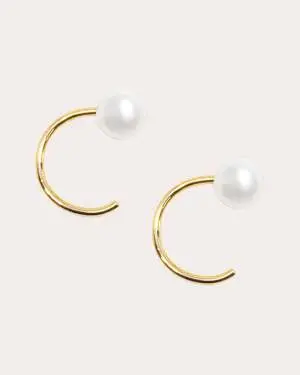 POPPY FINCH Petite Pearl Threader Hoop Earrings