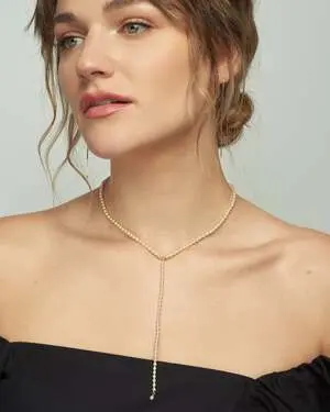 POPPY FINCH Keshi Pearl Lariat Necklace In 14k Yellow