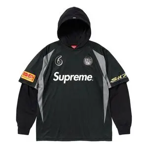 Supreme Hooded Soccer Jersey - Black/white