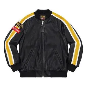 Supreme X Vanson Leathers Perforated Bomber Jacket 'black Yellow - Black/yellow