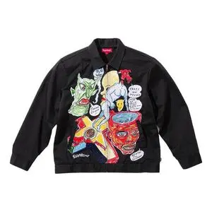 Supreme X Daniel Johnston Embroidered Work Jacket 'black Multi-color - Black/multi-color