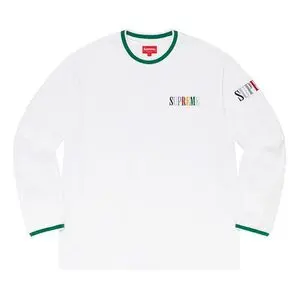 Supreme Multi Color Logo L/s Top 'white Green - White/green