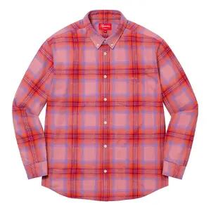 Supreme Brushed Plaid Flannel Shirt 'red Pink Blue - Red/pink/blue