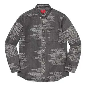 Supreme Ss23 Week15 Trademark Jacquard Denim Shirt - Black