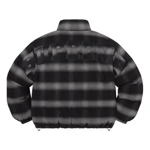 Supreme Flannel Reversible Puffer Jacket 'black Grey