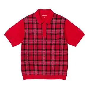 Supreme Plaid Knit S/s Polo - Red