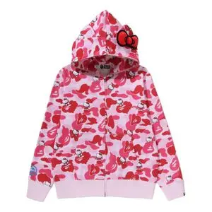A BATHING APE X Hello Kitty Camo Full Zip Hoodie - Pink