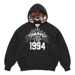 Supreme X Mm6 Maison Margiela Zip Up Hooded Sweatshirt 'black White - Black/white