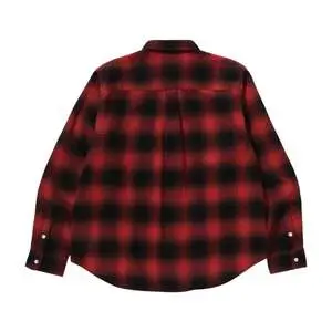 A BATHING APE One Point Ombre Check Relaxed Fit Long-sleeve Shirt 'red - Red/black
