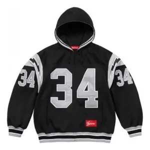 Supreme Football Zip Up Hooded Sweatshirt 'black White - Black/white