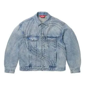Supreme S Logo Denim Trucker Jacket - Teal