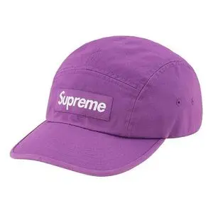 Supreme Washed Chino Twill Camp Cap - Purple/white