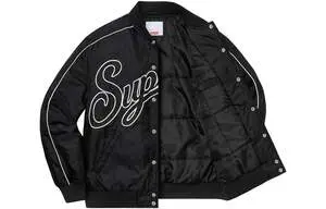 Supreme Contrast Script Varsity Jacket 'black White
