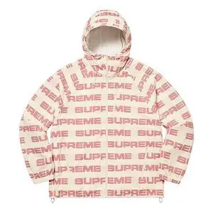 Supreme Logo Ripstop Hooded Track Jacket 'white Pink - White/pink