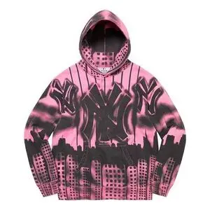 Supreme X New York Yankees Airbrush Hooded Sweatshirt - Pink/black