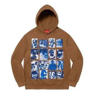 Supreme Collage Grid Hooded Sweatshirt 'brown Blue