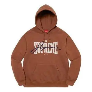 Supreme Embroidered Chenille Hooded Sweatshirt 'brown White - Brown/white