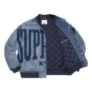 Supreme Washed Denim Varsity Jacket - Teal