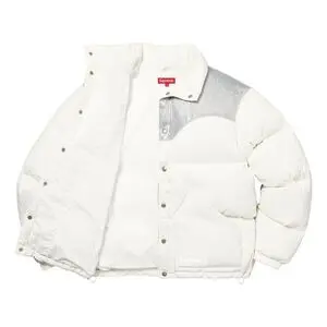 Supreme Glitter Yoke Down Puffer Jacket - White/silver