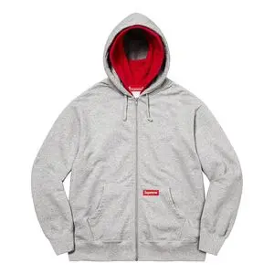 Supreme Double Hood Facemask Zip Up Hooded Sweatshirt 'grey Red - Grey/red