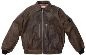 Supreme X Stone Island Fw23 Week10 Leather Bomber Jacket