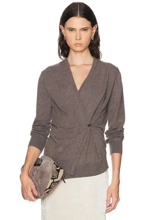 RÓHE Twisted Ballet Cardigan In Taupe