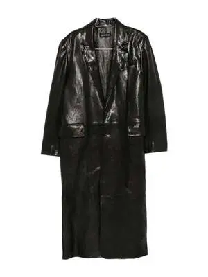 ANN DEMEULEMEESTER Buttoned Leather Coat - Black