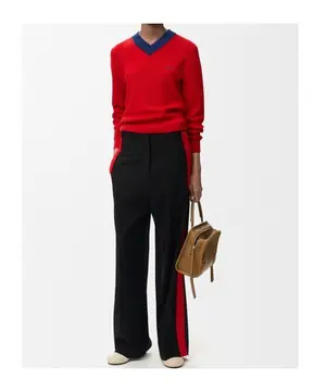 Loewe Tailored Wide-leg Trousers With Contrast Stripe Detail