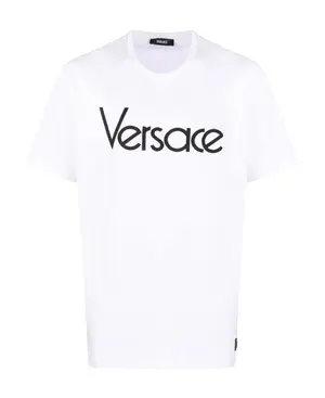 Versace Logo Embroidered Crewneck T-shirt