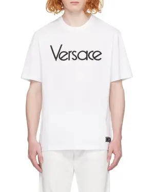 Versace Logo Embroidered Crewneck T-shirt