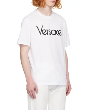 Versace Logo Embroidered Crewneck T-shirt