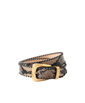 Khaite Benny Snake-effect Leather Belt With Gold-tone Buckle - No