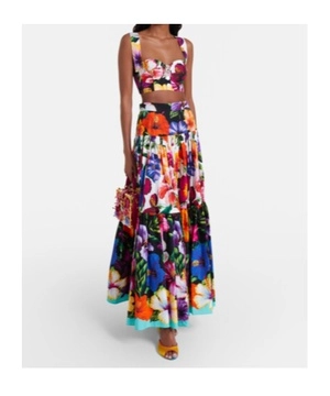Dolce & Gabbana Floral Tiered Cotton Maxi Skirt