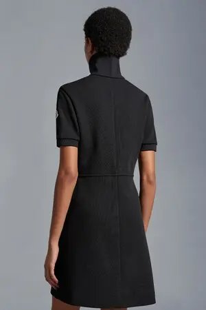 Moncler Ribbed Knit Zip-up Polo Dress With Pocket Detail