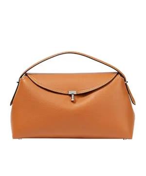TOTEME T-lock Medium Leather Tote Bag - Tan