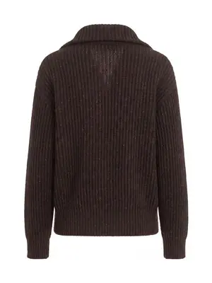 Brunello Cucinelli Ribbed-knit Sequin-embellished Cardigan - Brown