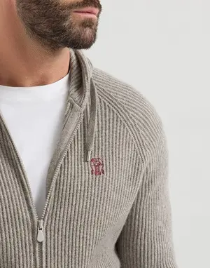 Brunello Cucinelli Logo Embroidered Zipped Cardigan - Stone Gray