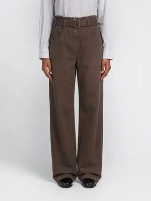Brunello Cucinelli Belted Twill Trousers - Brown